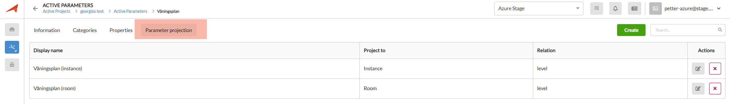 Parameters, Create – Interaxo Help center