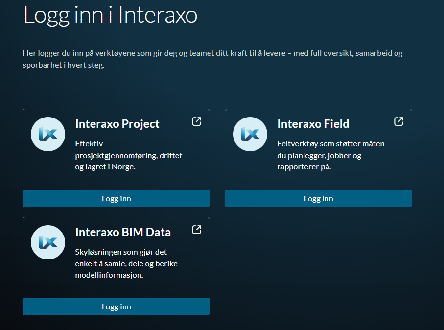 Innlogging og navigasjon til prosesser – Interaxo Hjelpesenter